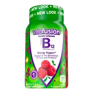 vitafusion b12 gummy vitamins, delicious raspberry flavor, 60ct (30 day supply)