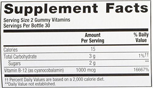 Vitafusion B12 Gummy Vitamins, Delicious Raspberry Flavor, 60ct (30 Day Supply)