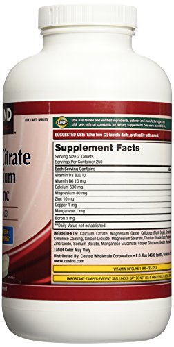 Kirkland Signature Calcium Citrate 500mg (500 Tablets)