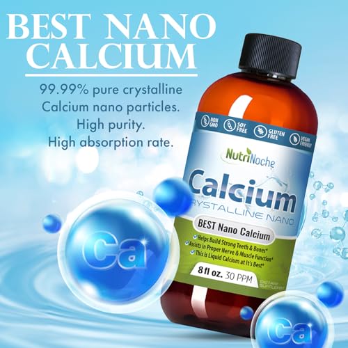 NutriNoche Liquid Calcium Supplement - 30 PPM of Nano Sized Calcium Particles Absorbed at a Cellular Level - Colloidal Minerals - Trace Minerals