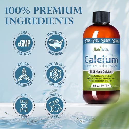 NutriNoche Liquid Calcium Supplement - 30 PPM of Nano Sized Calcium Particles Absorbed at a Cellular Level - Colloidal Minerals - Trace Minerals