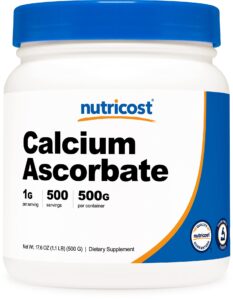 nutricost calcium ascorbate powder (vitamin c and calcium complex), 500 grams - non-gmo and gluten free