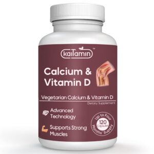 kaitamin calcium & vitamin d3 vegetarian joint support | 4 months supply non-gmo muscle, bone, and joint support | 120 tablet-one tablet per day