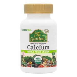 naturesplus source of life garden certified organic calcium with algaecal - 1000 mg, 120 vegan capsules - plant-based bone health support supplement - vegetarian, gluten-free - 30 servings