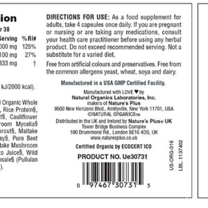 NaturesPlus Source of Life Garden Certified Organic Calcium with AlgaeCal - 1000 mg, 120 Vegan Capsules - Plant-Based Bone Health Support Supplement - Vegetarian, Gluten-Free - 30 Servings