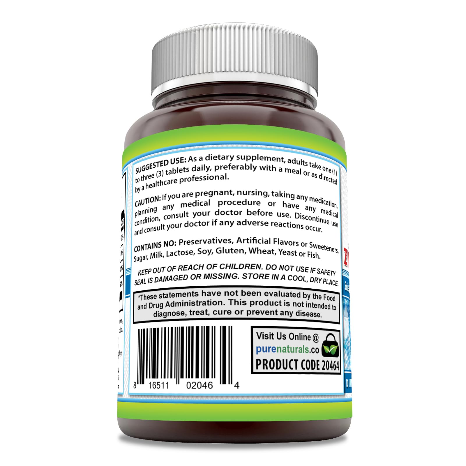 Pure Naturals Calcium Magnesium Zinc Vitamin D3 Supplement | Calcium 1000mg, Magnesium 400mg, Zinc 25mg, Vitamin D3 600 IU | Non-GMO | Gluten Free (300 Tablets)