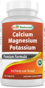 best naturals calcium magnesium potassium - 120 tablets - non-gmo & gluten free