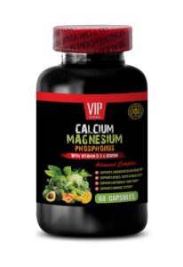 calcium magnesium supplement - calcium magnesium phosphorus with vitamin d-3 & boron - healthy bones magnesium, calcium for women, magnesium for men, bone strength supplements, 1 bottle 60 capsules