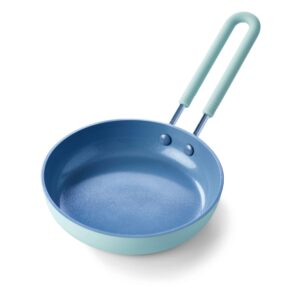 greenpan mini healthy ceramic nonstick, 5" round egg pan, pfas-free, dishwasher safe, stay cool handle, mint green