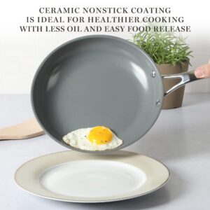 Martha Stewart Delaroux Stainless Steel 9.5" & 12" PFAs Free Premium Ceramic Nonstick Fry Pan Set