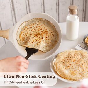 Nonstick Frying Pan Set - Granite Induction Pans for Cooking Omelette Non-Stick Cookware Set, Healthy Kitchen Skillet Non Sticking Stone Pot and Pan Set (8", 9.5" & 11") Beige