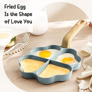 Caannasweis 4-Cup Nonstick Egg Frying Pan (Heart-Shaped-Green)