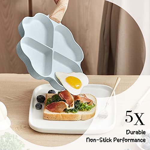 Caannasweis 4-Cup Nonstick Egg Frying Pan (Heart-Shaped-Green)