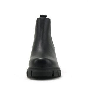 Soda PIONEER ~ Women Lug Sole Mid Heel Chelsea Fashion Ankle Bootie w/Double Elastic Gore (Black, numeric_7)