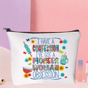 WZMPA Pioneer Woman Cosmetic Makeup Bag Cooking Lovers Gift I Have A Confession I've Got A Pioneer Woman Obsession Zipper Pouch Bag For Women Girls (Have A Confession)