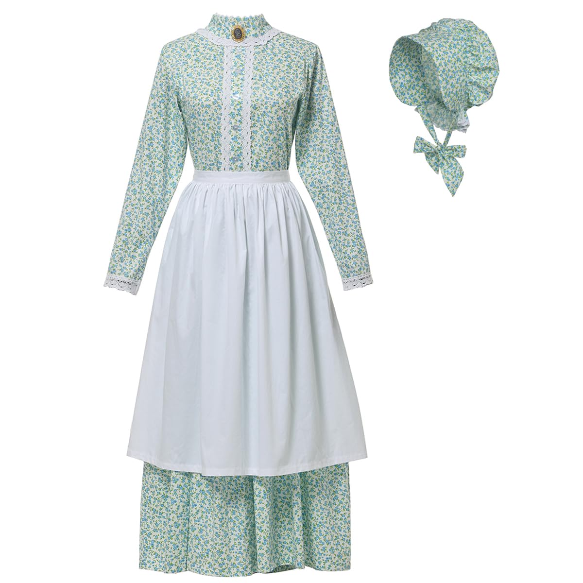 GRACEART Pioneer Woman Costume Colonial Prairie Dress for Women 100% Cotton