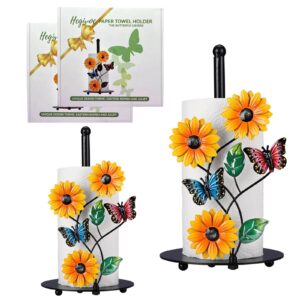 2 pack paper towel holder, sunflower paper towel holder countertop for home & kitchen decor, pioneer woman kitchen accessories, birthday gift idea for friends, mom, wife, women, housewarming-black