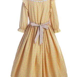 ReliBeauty Pioneer Girl Costume Colonial Prairie Dress Yellow 150