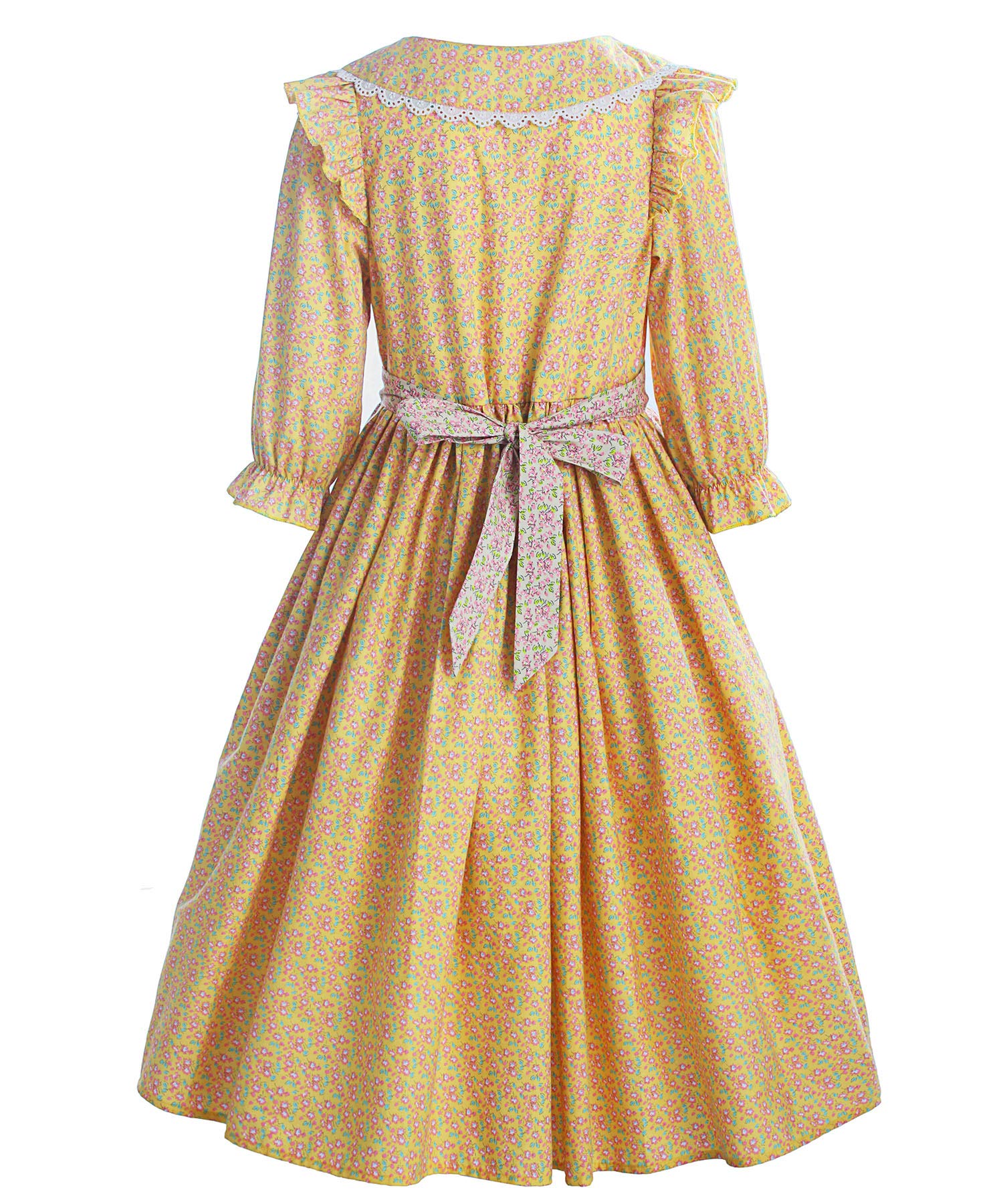 ReliBeauty Pioneer Girl Costume Colonial Prairie Dress Yellow 150