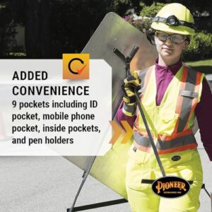 Pioneer Safety Vest for Women with Pockets - Hi-Vis Reflective Tape - for Construction - Yellow/Green