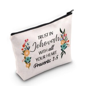 tsotmo jehovah witness gift jw pioneer gifts pioneer zipper cosmetic toiletry pouch for women pioneer life gift (proverbs 3:5)