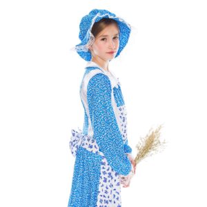 Spooktacular Creations Colonial Pioneer Girls Costume Deluxe Prairie Dress for Halloween Laura Ingalls Costume Dress Up Party (Small (5-7yr))