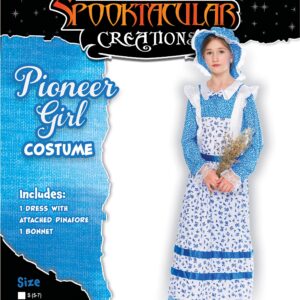 Spooktacular Creations Colonial Pioneer Girls Costume Deluxe Prairie Dress for Halloween Laura Ingalls Costume Dress Up Party (Small (5-7yr))