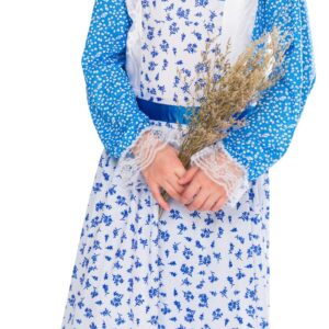 Spooktacular Creations Colonial Pioneer Girls Costume Deluxe Prairie Dress for Halloween Laura Ingalls Costume Dress Up Party (Small (5-7yr))