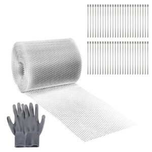 evcitn metal 6”x 40ft gutter guard mesh roll,diy leaf protection cover netting with 50 fixed cable tie,ideal for preventing leaves,twigs and debris from clogging gutters