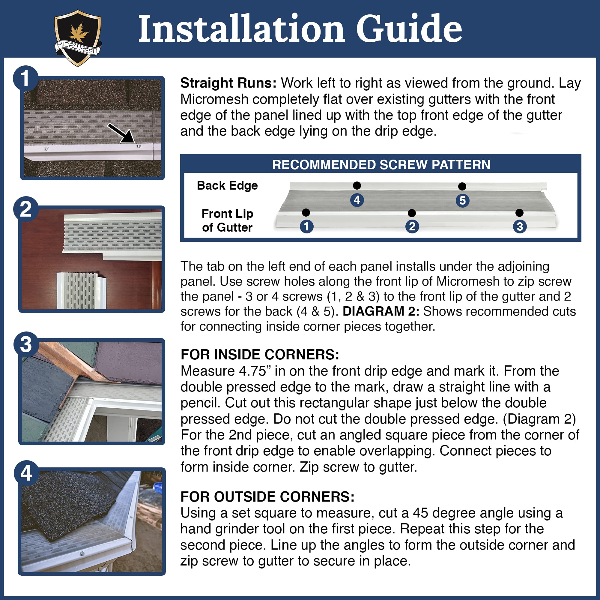 Waterlock Micromesh 6 inch Gutter Guards Leaf Protection, 100 Feet White, Stainless Steel Mesh, Aluminum Gutter Covers, Contractor Grade Gutter Guard from Manufacturer