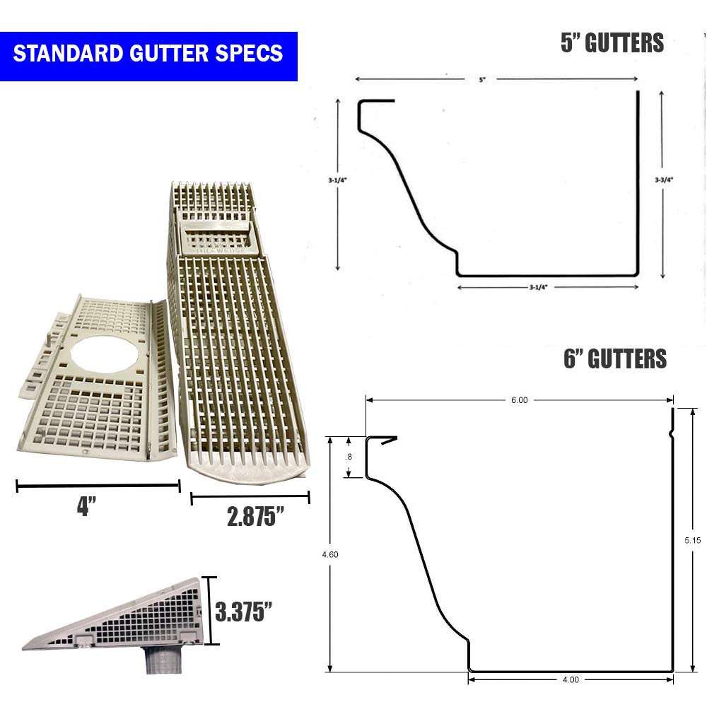 The Wedge Downspout Gutter Guard Plus for 6 inch gutters or 5 inch Gutters Includes Adapter for Oversize Gutters (4-Pack)