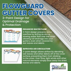 FlowGuard Premium 50-Year Gutter Cover System - White - 5 Inch Aluminum Gutter Guards, 102 Feet - By FlexxPoint