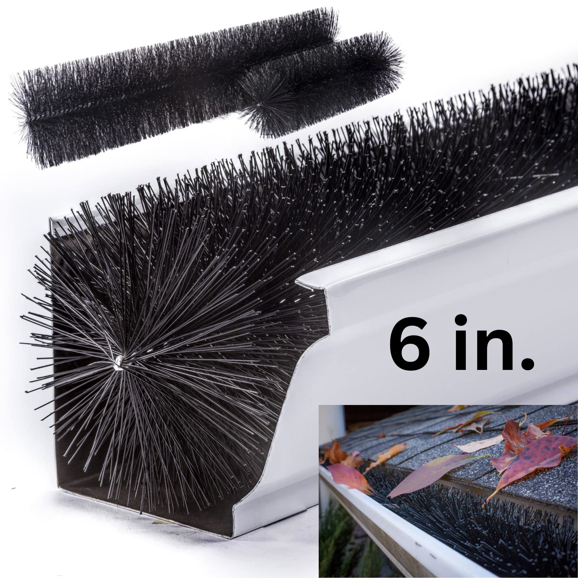 Gutter Filters By GutterBrush - 60 Ft. Prevent Gutter Clogs - Reduce Gutter Cleaning - Protects 6 Inch Gutters - Water Flows While Leaves Are Filtered Out