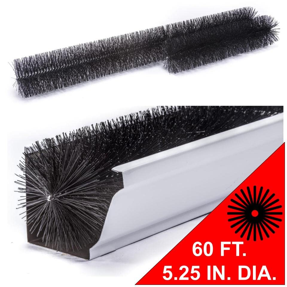 Gutter Filters By GutterBrush - 60 Ft. Prevent Gutter Clogs - Reduce Gutter Cleaning - Protects 6 Inch Gutters - Water Flows While Leaves Are Filtered Out