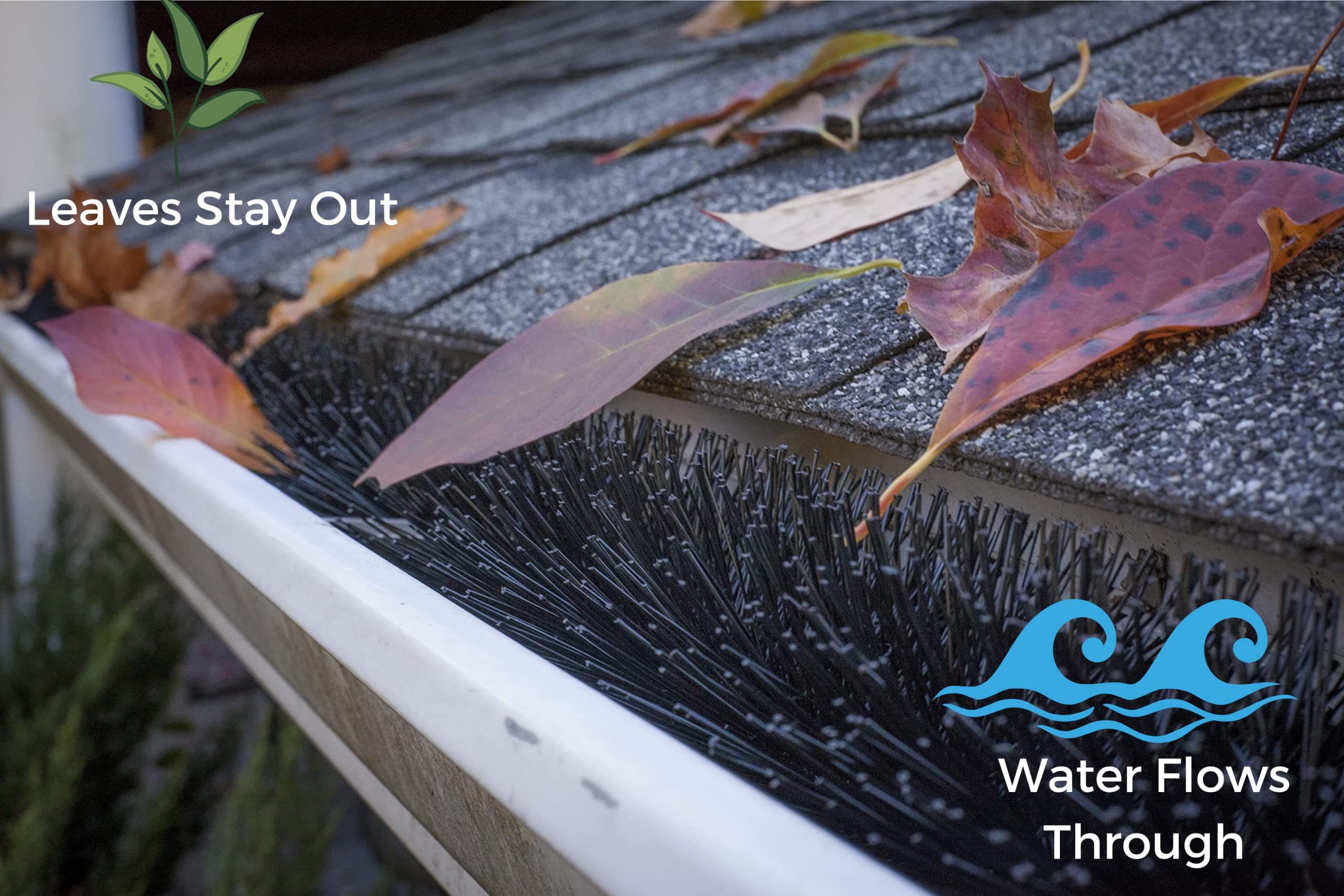 Gutter Filters By GutterBrush - 60 Ft. Prevent Gutter Clogs - Reduce Gutter Cleaning - Protects 6 Inch Gutters - Water Flows While Leaves Are Filtered Out