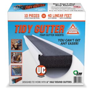 tidy guttter tgr640-1 half round foam gutter guard, 6-inch, uc-uncoated