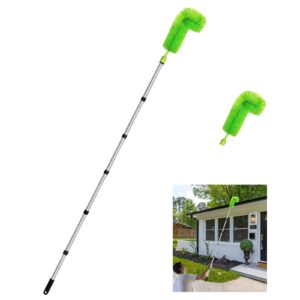 dolymoly gutter cleaning brush, 8.5ft gutter cleaning tools from ground gutter cleaning pole, roofing tool rain gutter guard cleaner tool, easy remove leaves and debris from the ground (2 brush heads)