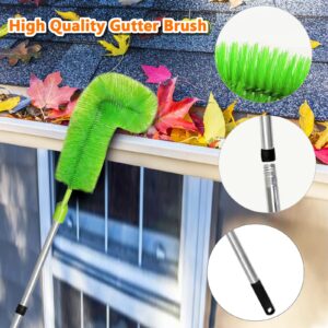 Dolymoly Gutter Cleaning Brush, 8.5Ft Gutter Cleaning Tools from Ground Gutter Cleaning Pole, Roofing Tool Rain Gutter Guard Cleaner Tool, Easy Remove Leaves and Debris from The Ground (2 Brush Heads)