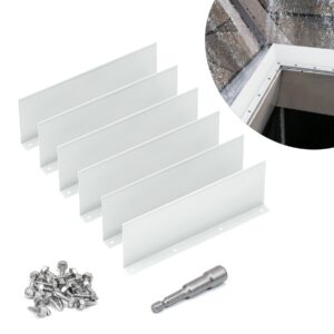 flamorrow 6 pack aluminum gutter valley splash guards, rainwater roofing gutter guard, straight gutter splash guard for flat shingle roofs, valley, corner, white