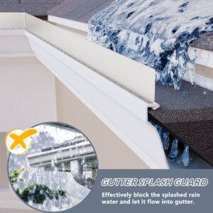 Flamorrow 6 Pack Aluminum Gutter Valley Splash Guards, Rainwater Roofing Gutter Guard, Straight Gutter Splash Guard for Flat Shingle Roofs, Valley, Corner, White