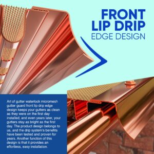 Waterlock Flat Under The Shingle Micromesh Gutter Guards in Copper for Half Round Gutter, 5 inch, 6 inch, 7 Inch Box Gutters, Commercial Gutters, Premium Quality Gutters from Manufacturer (25 Feet)