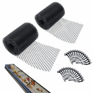 werkweit gutter guard mesh 2 rolls plastic gutter guard 6” wide x 20ft long gutter leaf guards with 30 clip fixing hooks gutter protector mesh screen prevent gutter drain downspout clogging