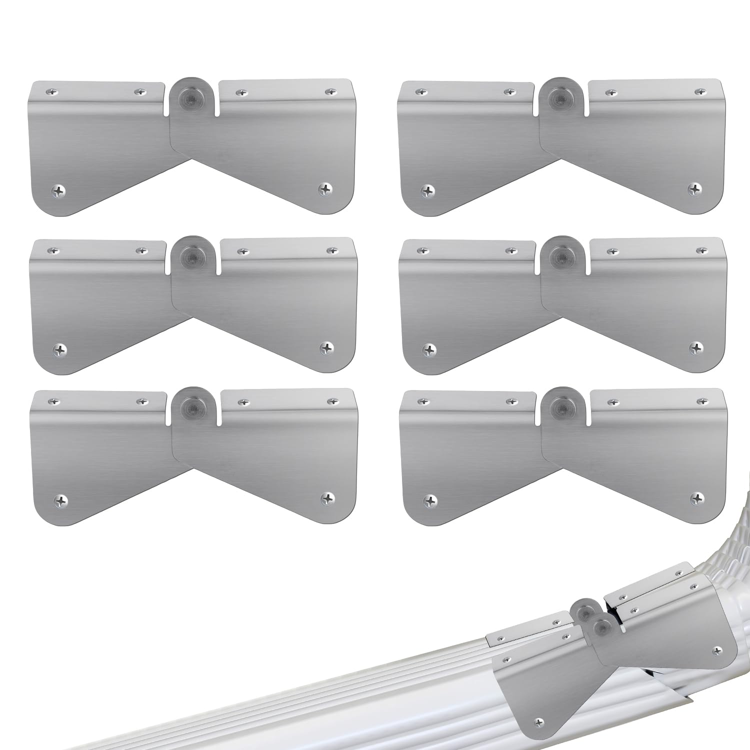 6pcs Gutter Extension Hinge, Stainless Steel Downspout Extension Hinge Zip Flip-Up Hinge Guttering Extension Can Easy DIY Installation on Any Size Rectangular or Square Downspout