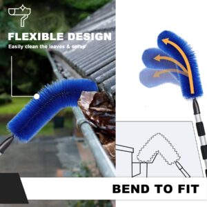 BJADE'S Gutter Cleaning Brush Gutter Guard Cleaner Tools with Extendable Telescopic Pole,Easy Remove Leaves and Debris from The Ground