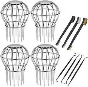 11pcs gutter guard downspout leaf filter set, aulufft 3 inch 304 stainless steel seeds debris down pipe gutter balloon guard filter strainer gutter protector cleaner