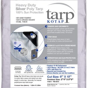 Kotap 6 x 10 Ft. Heavy-Duty Protection/Coverage Tarp, Superior Weave for Greater Longevity, 10-mil Multi-Use, Waterproof, TRS-0610, Silver (1-Pack)