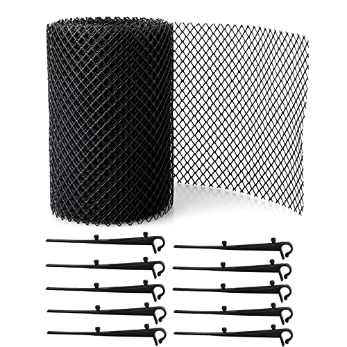 Gutter Mesh Guard 6 Inch x 20 Ft Gutter Guards Mesh 10 Clip Fixing Hooks Protect from Leaves or Debris Clogging Gutter Downspout and Drain