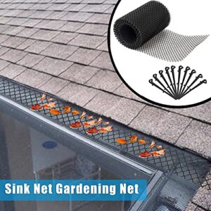 Gutter Mesh Guard 6 Inch x 20 Ft Gutter Guards Mesh 10 Clip Fixing Hooks Protect from Leaves or Debris Clogging Gutter Downspout and Drain