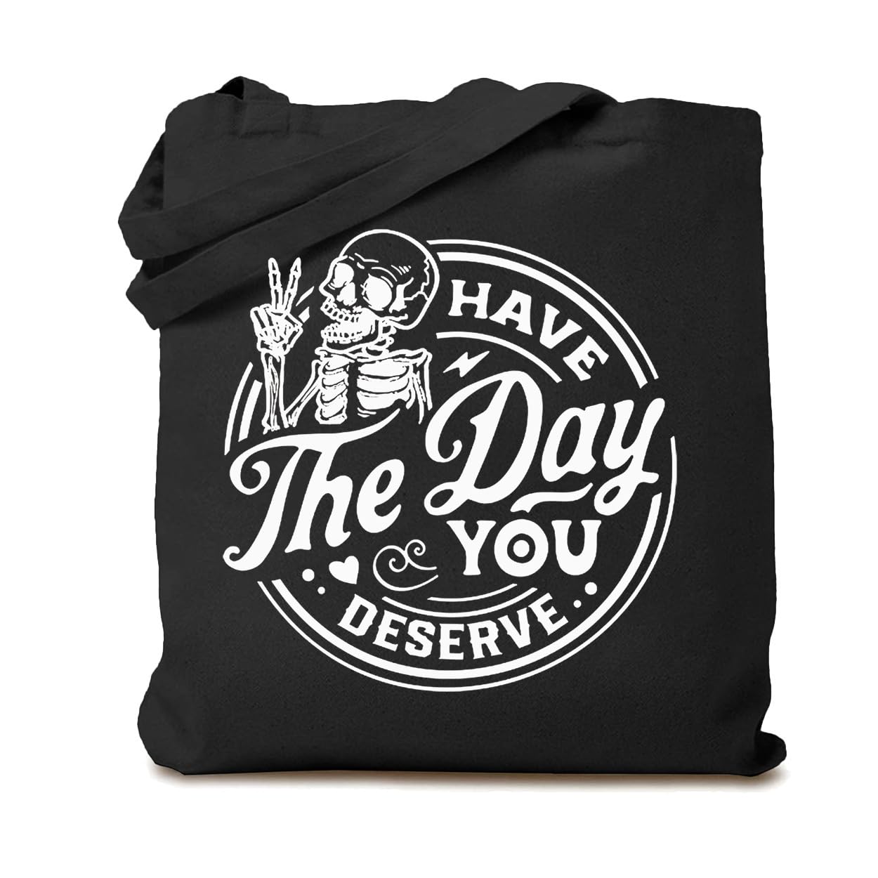 Canvas Tote Bag for Women Have The Day You Deserve Shopping Bag Eco-Friendly Bag Reusable Grocery Bags Black