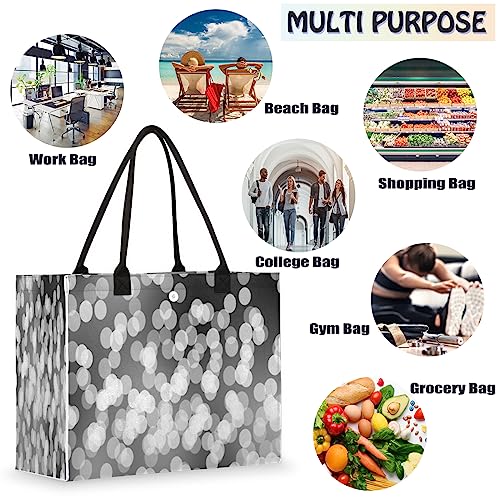 Mularoka Grey Gray Circles Large Tote Bag Shoulder Bag For Women Teachers Nurses Work Shopping Travel Handbag Purse